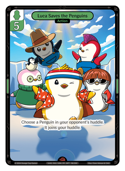 Luca Saves the Penguins - Vibes Card - Orange Cap Games